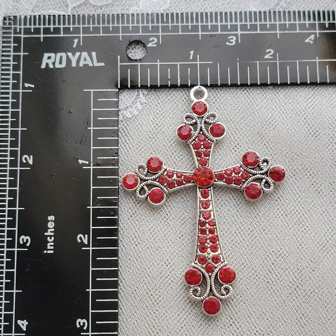 Miguel Silver Antique Gothic Latin Cross With Silver Rhinestone for ...