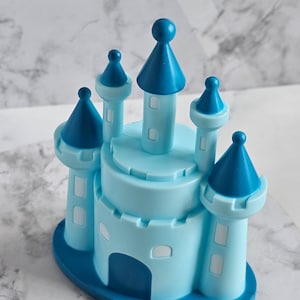Blue Castle Princess and Prince Themed Cake Topper for Birthdays, Baby ...
