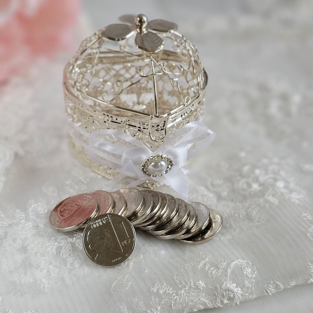 Silver Heart Arras Arrhae Unity Coins, Wedding Coins for Filipino ...