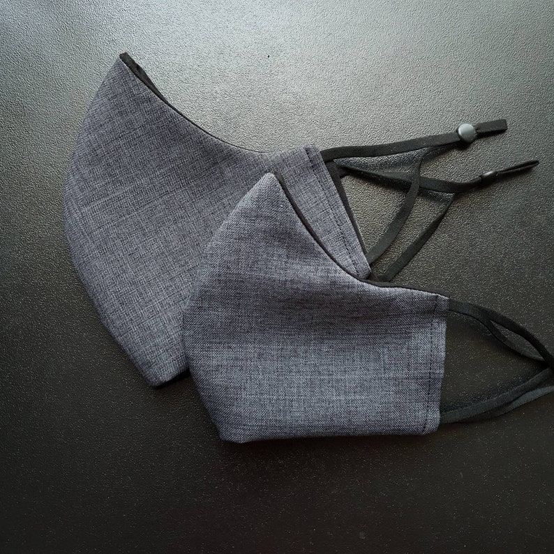 Men's Adjustable Charcoal Gray Suit Mask Reversible - Etsy
