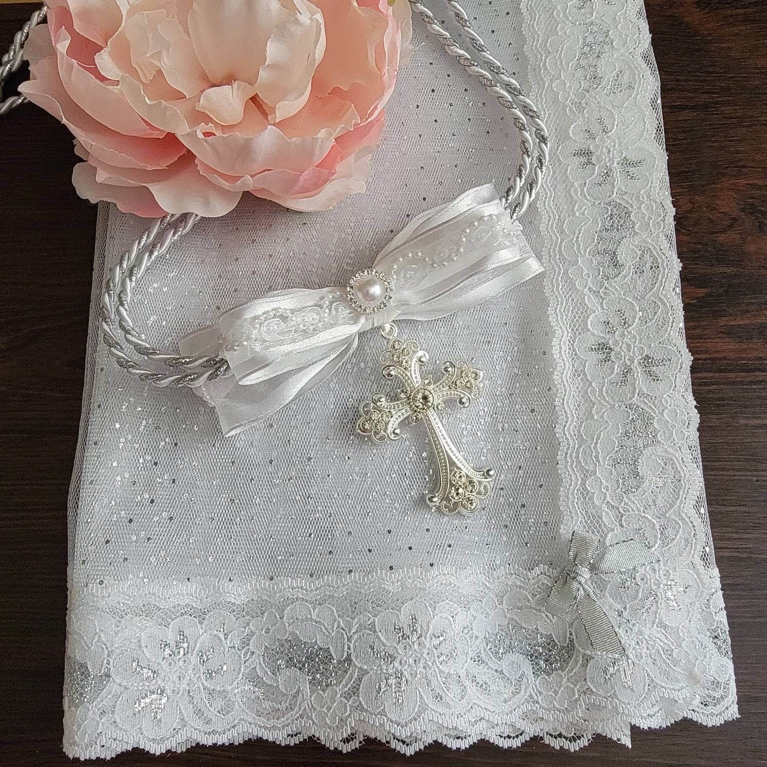 White and Silver Unity Veil and Cord Set for Wedding Belo and - Etsy