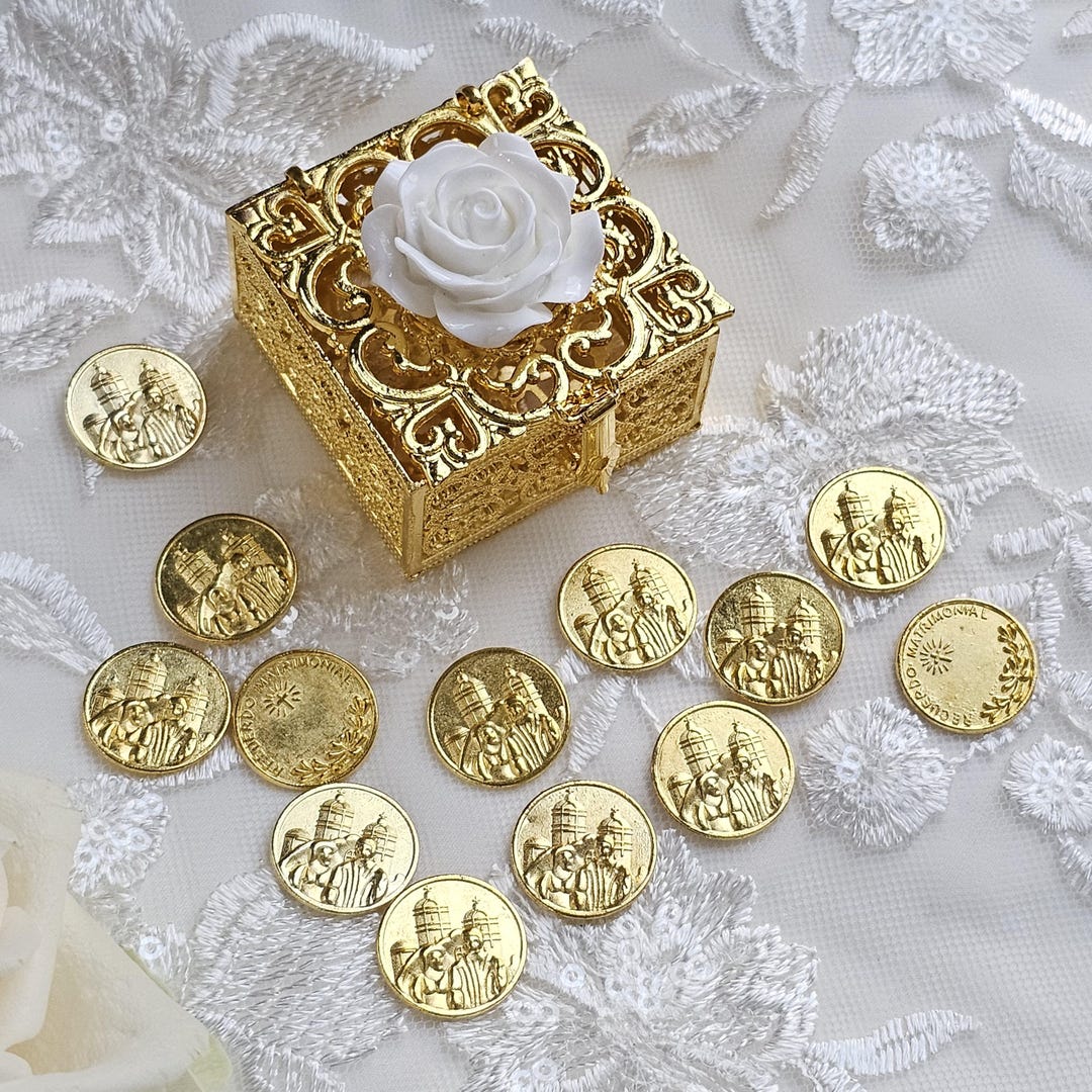 Gold Square Style Arras Arrhae Unity Wedding Coins for Filipino ...