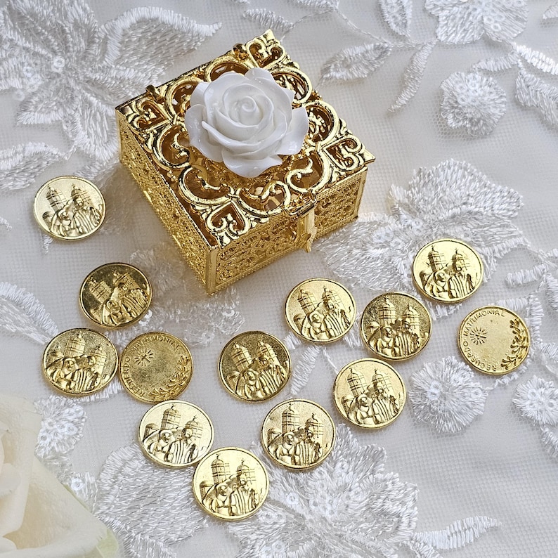 Gold Square Style Arras Arrhae Unity Wedding Coins for Filipino ...