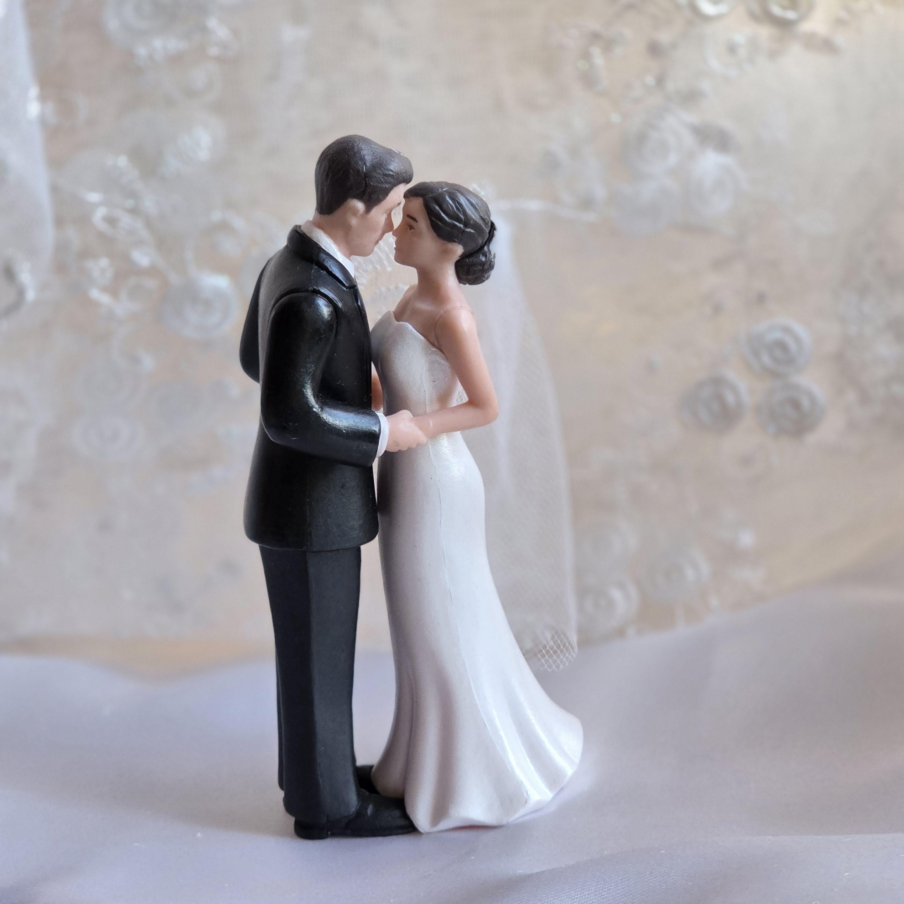 Black And White Anniversary Cake Topper Bride Groom Personalized