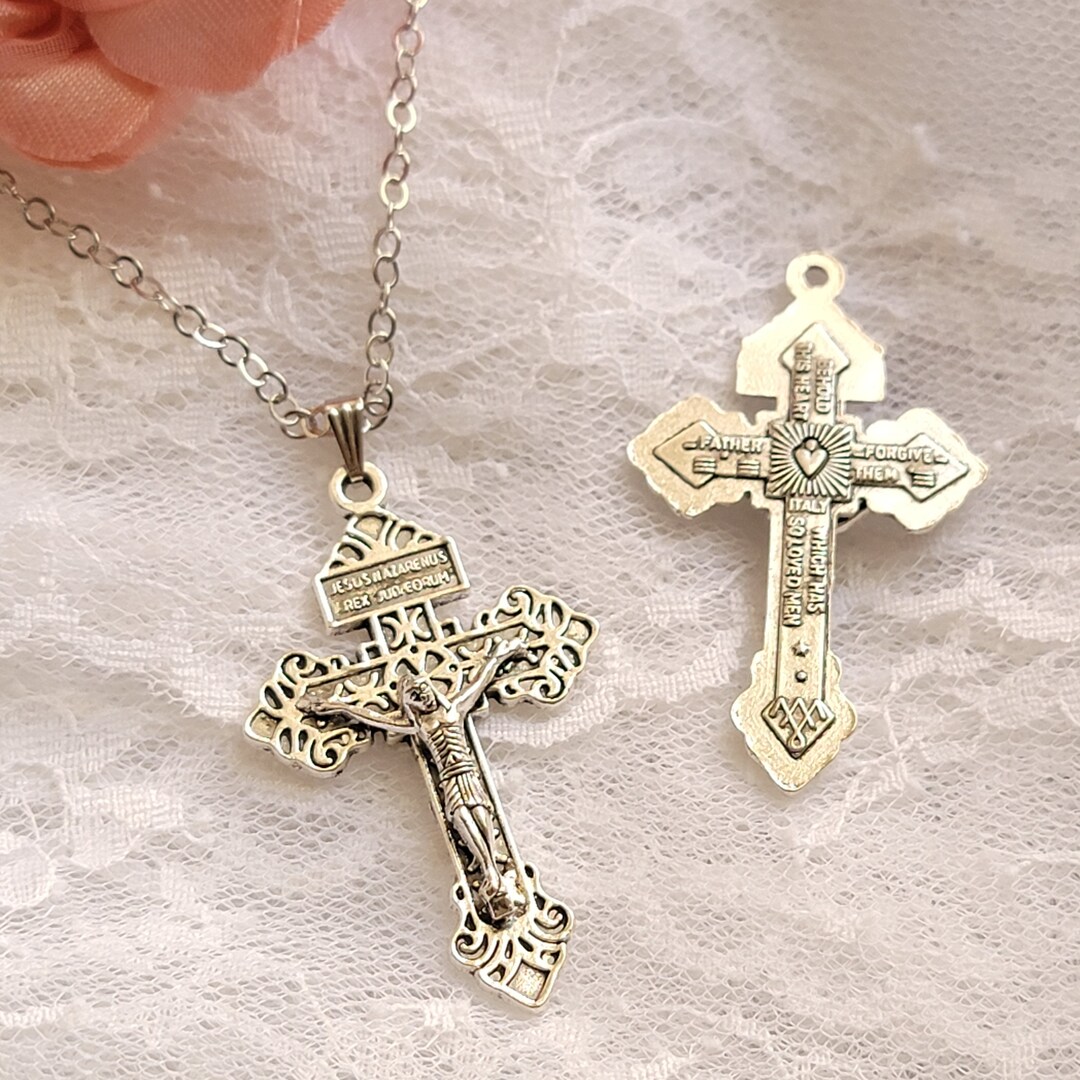 Deborah Big Pendant Silver Cross With Body of Jesus Christ, Tibetan ...
