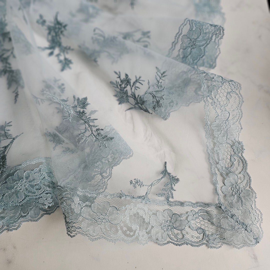 Dusty Blue Embroidered Lace Unity Veil (veil Only, No Cord) for ...