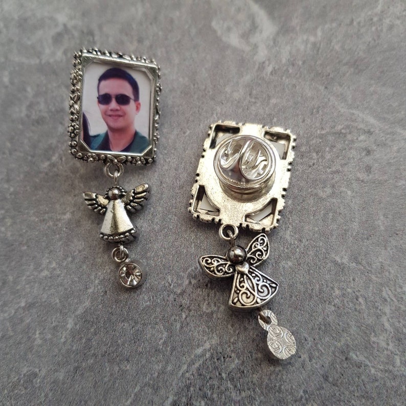 Memorial Pin With Clasp Pin Back for Men, Wedding Photo Lapel Pin ...