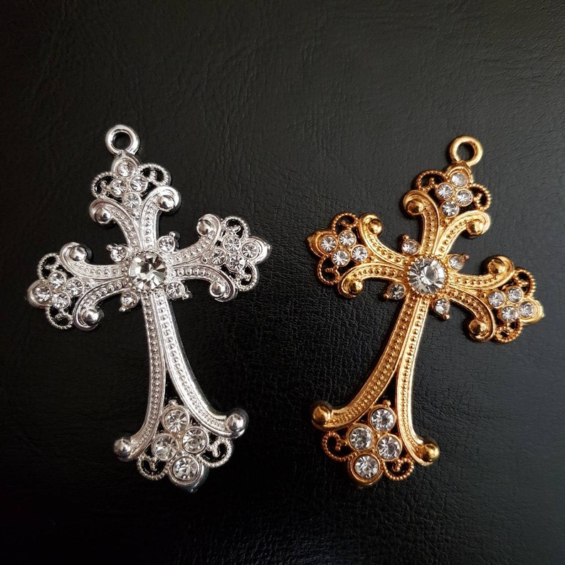 Big Gold Cross With Rhinestones Ornate Cross Bejeweled | Etsy
