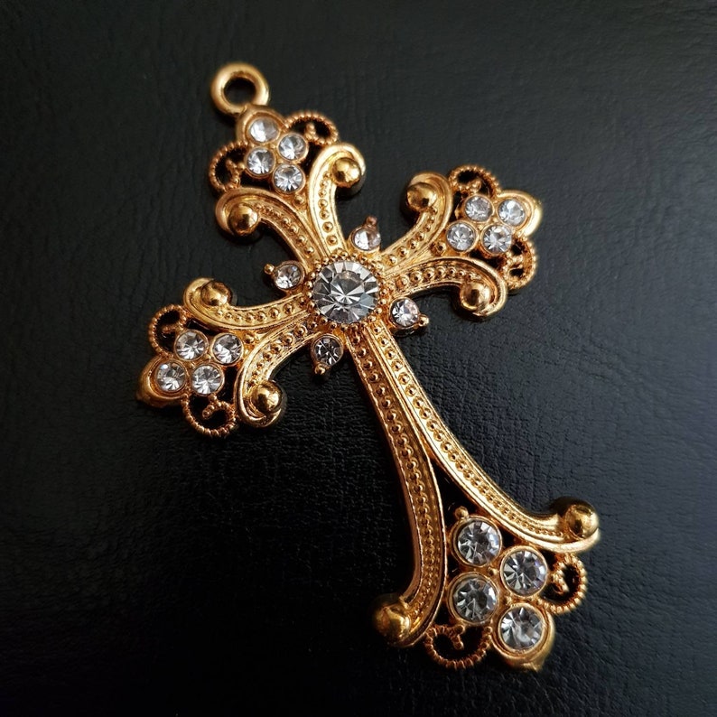 Big Gold Cross With Rhinestones Ornate Cross Bejeweled | Etsy