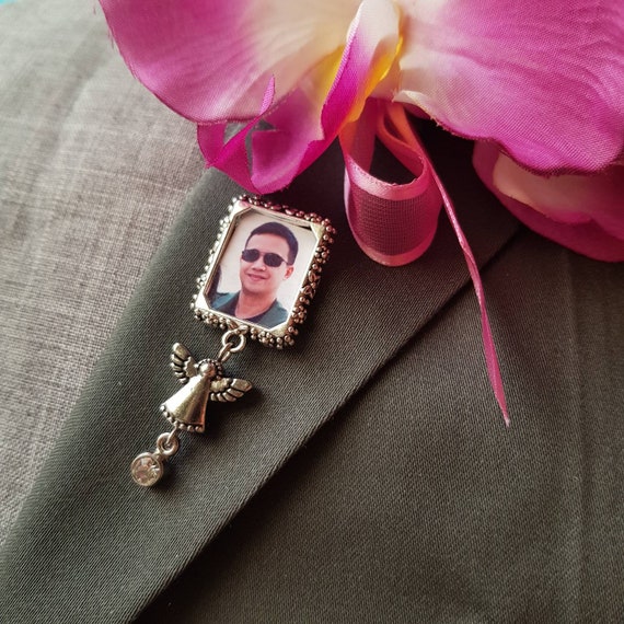 Memorial Pin With Clasp Pin Back for Men Wedding Photo Lapel - Etsy