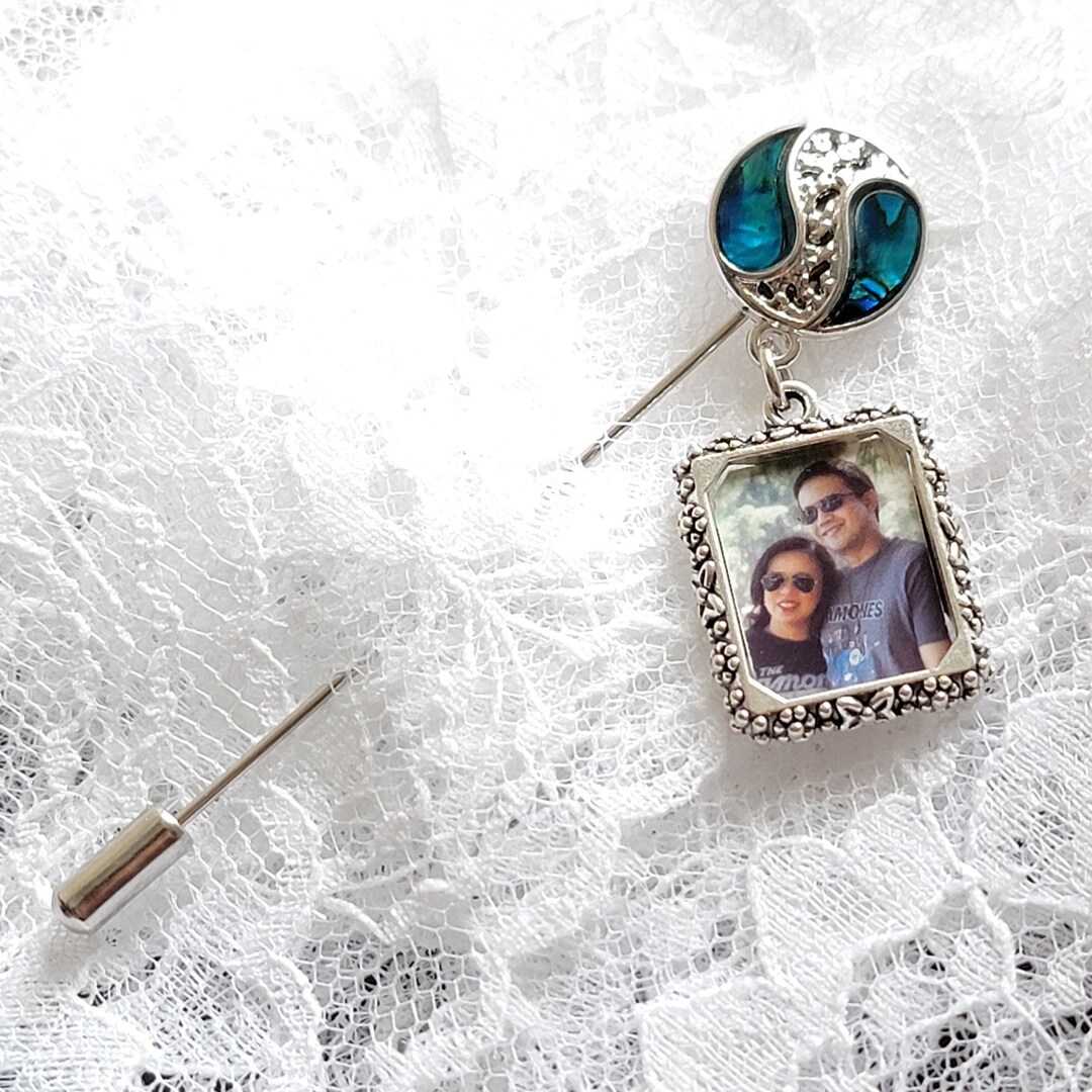 Yin Yang Memorial Pin for Groom, Photo Locket Corsage for Men, Memorial ...