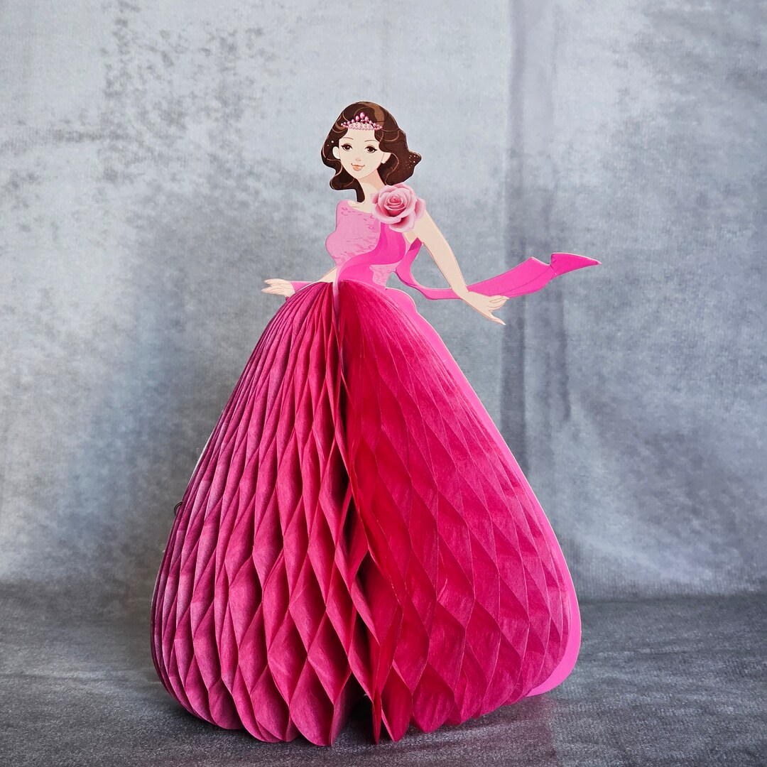 Pink Princess Honeycomb Card Cake Topper Table Decor for Birthday ...