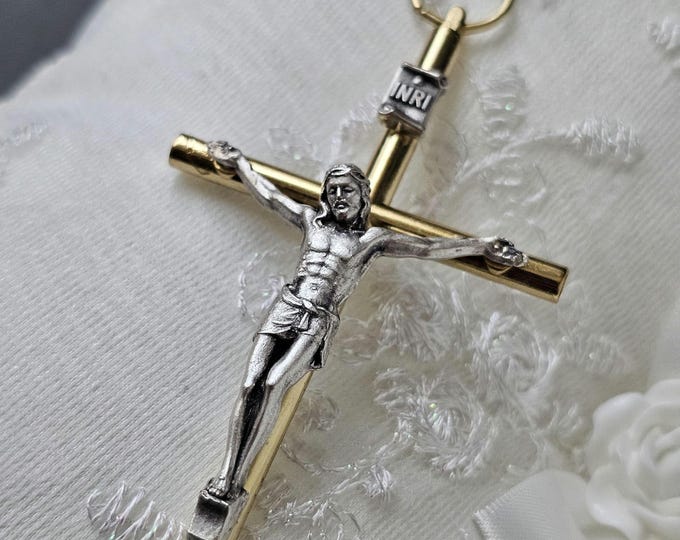 Jesus on the Cross XL Big Extra Large Cross, High Quality Gold and ...