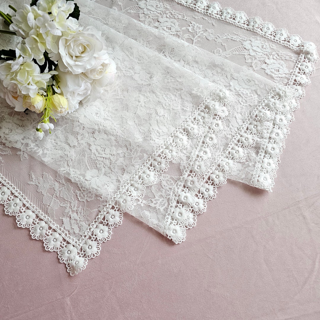 Embroidered Floral Lace Unity Veil With White Rose Beaded Pearl Cord ...