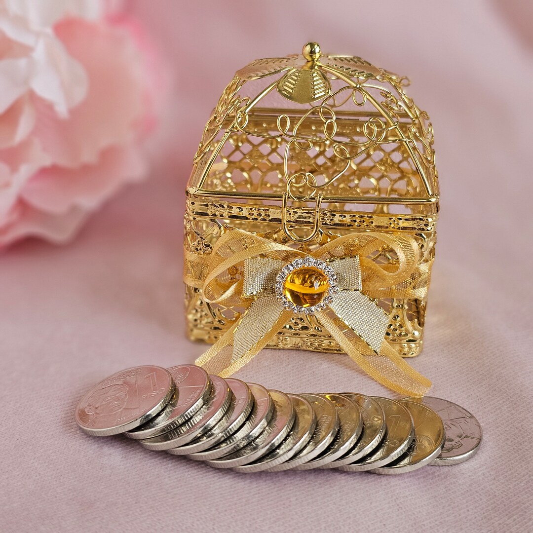 Gold Square Style Arras Arrhae Unity Wedding Coins for Filipino ...
