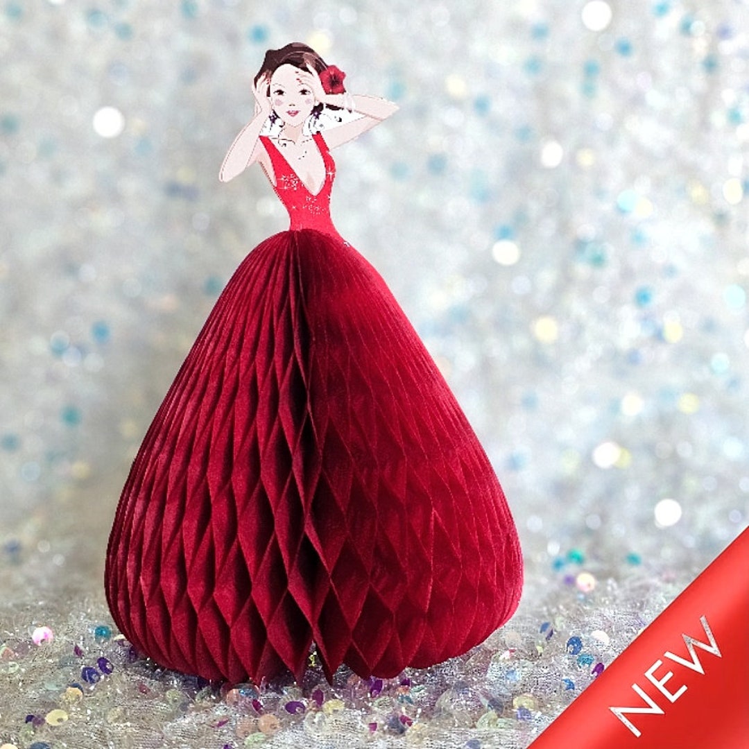 Red Princess Honeycomb Card Cake Topper Table Decor for Birthday ...