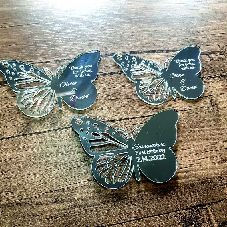 Butterfly Custom Acrylic Mirror Magnets Butterfly Favors - Etsy