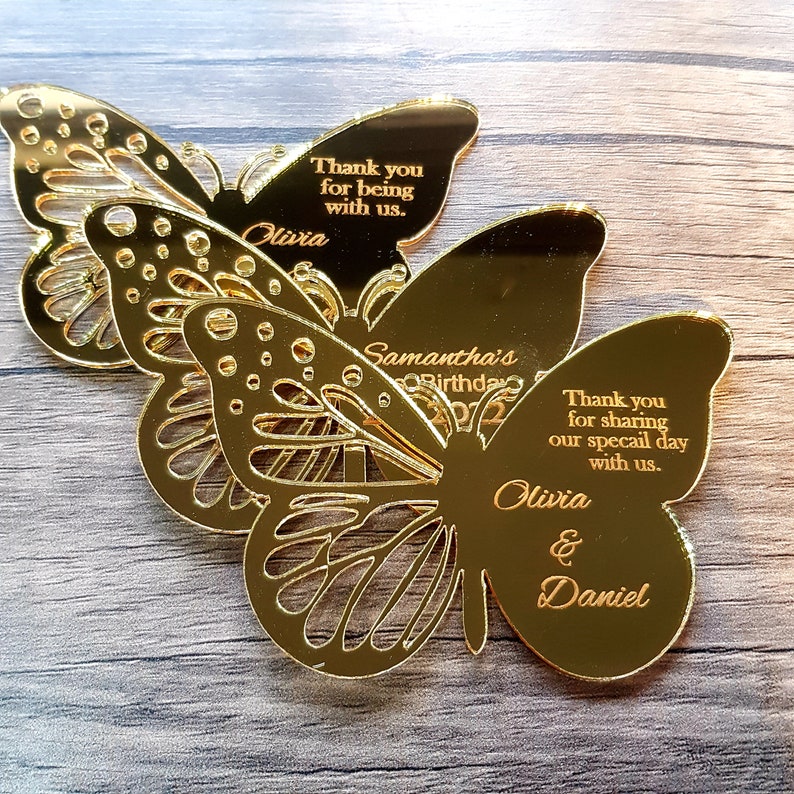 Butterfly Custom Acrylic Mirror Magnets Butterfly Favors - Etsy