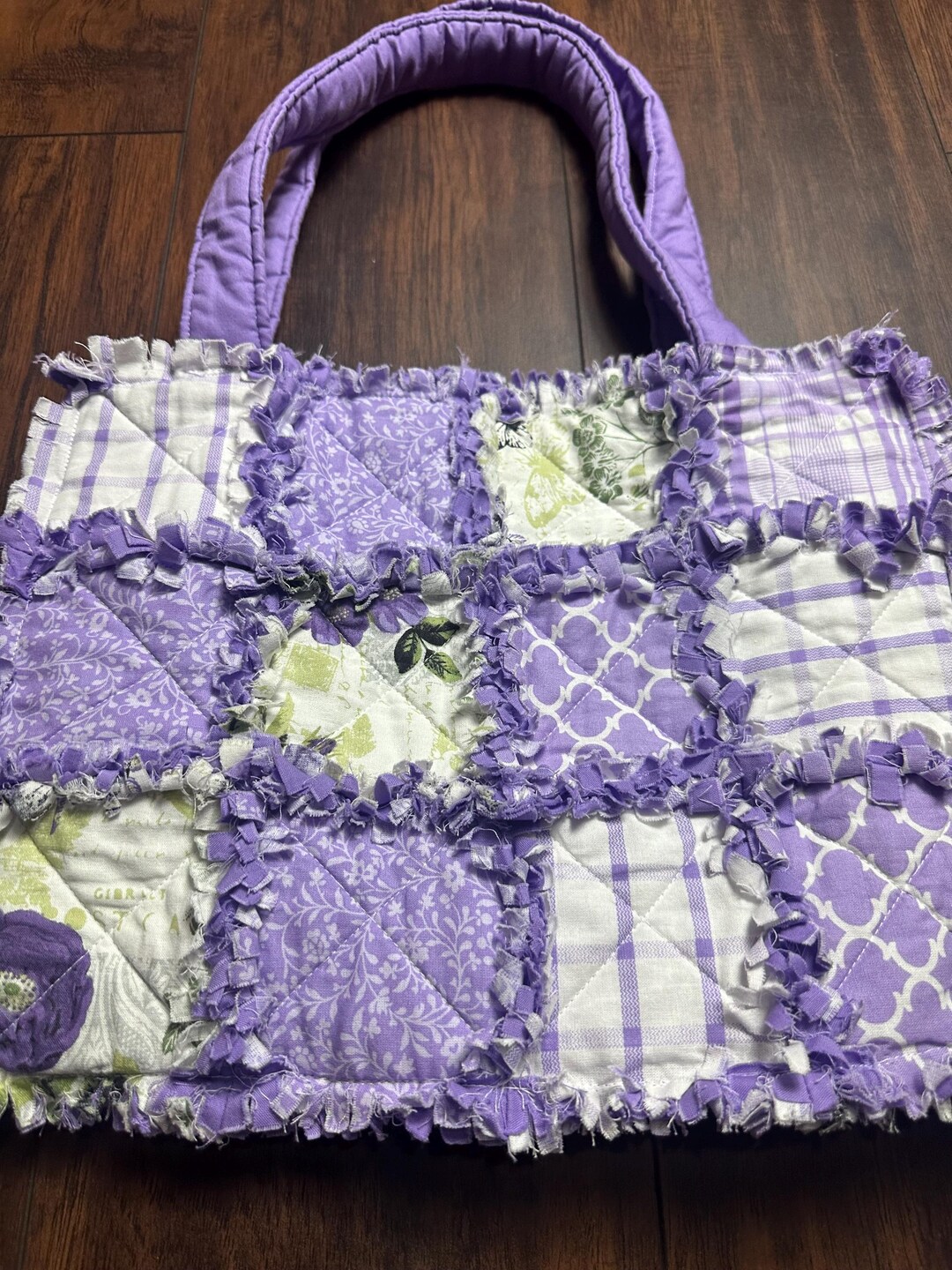 Handmade Rag Quilt Tote Bag,tote Bag, Rag Quilt With Padded Straps - Etsy