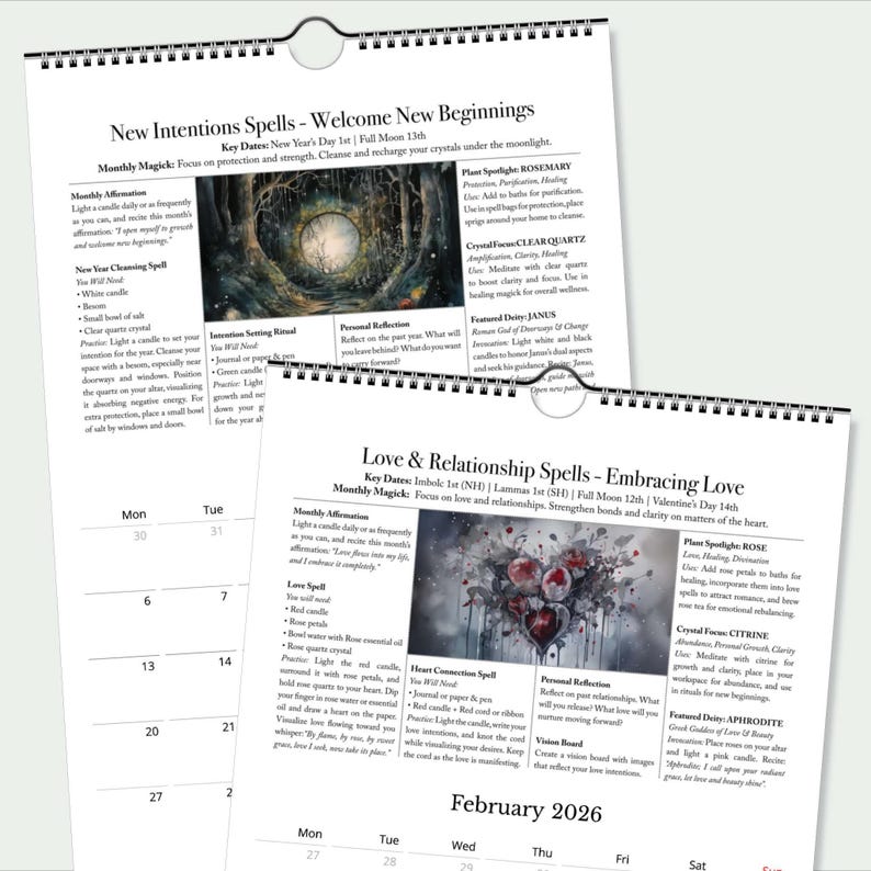 2026 Spellcraft Calendar: Witchcraft Spells, Rituals & Altar Ideas - Etsy