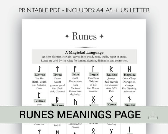 Runes: Rune Magick Chart Add to Your Witch Diary / Book of - Etsy