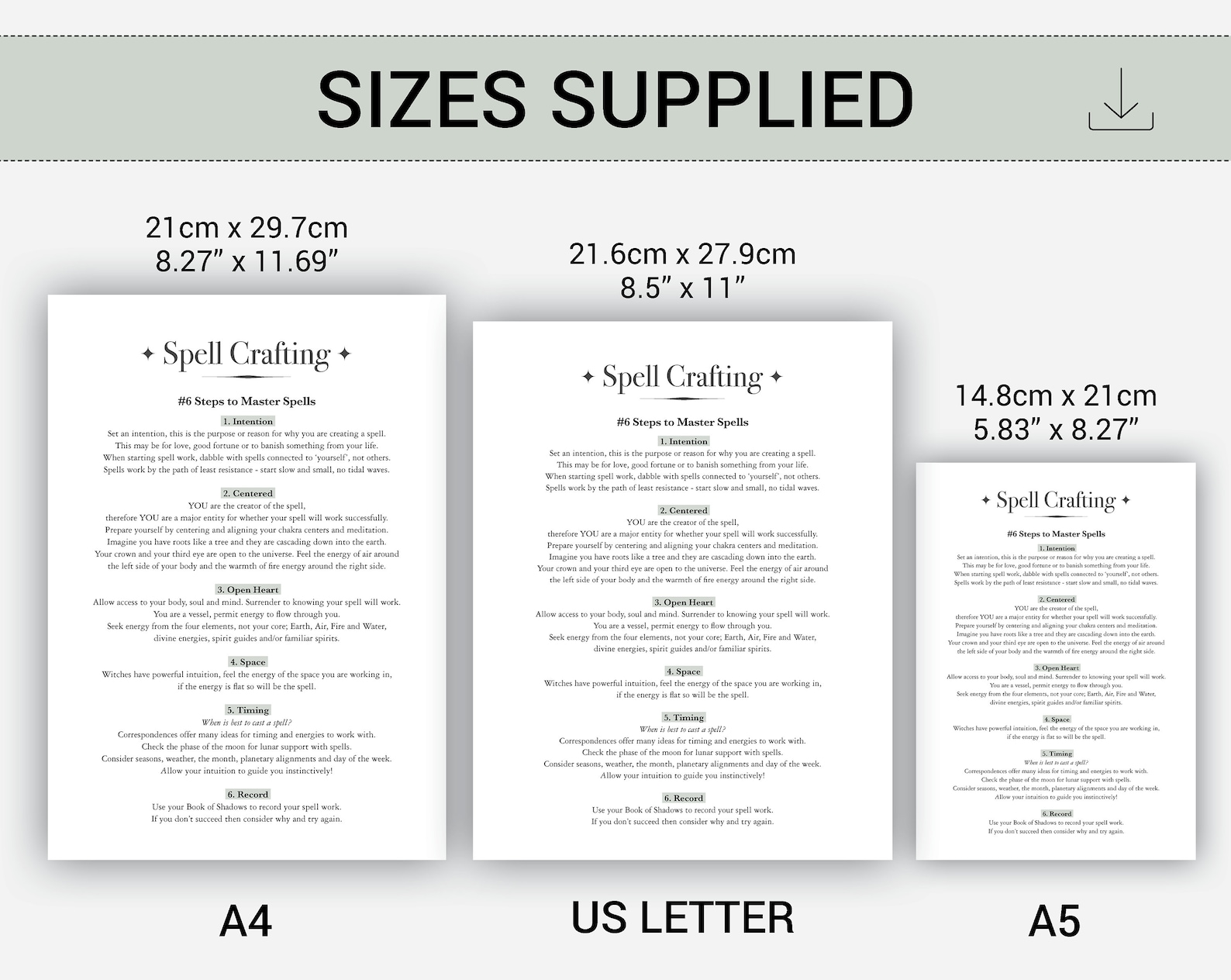 Spells: Spell Crafting Printable Page Witch Diary / Book of Shadows ...