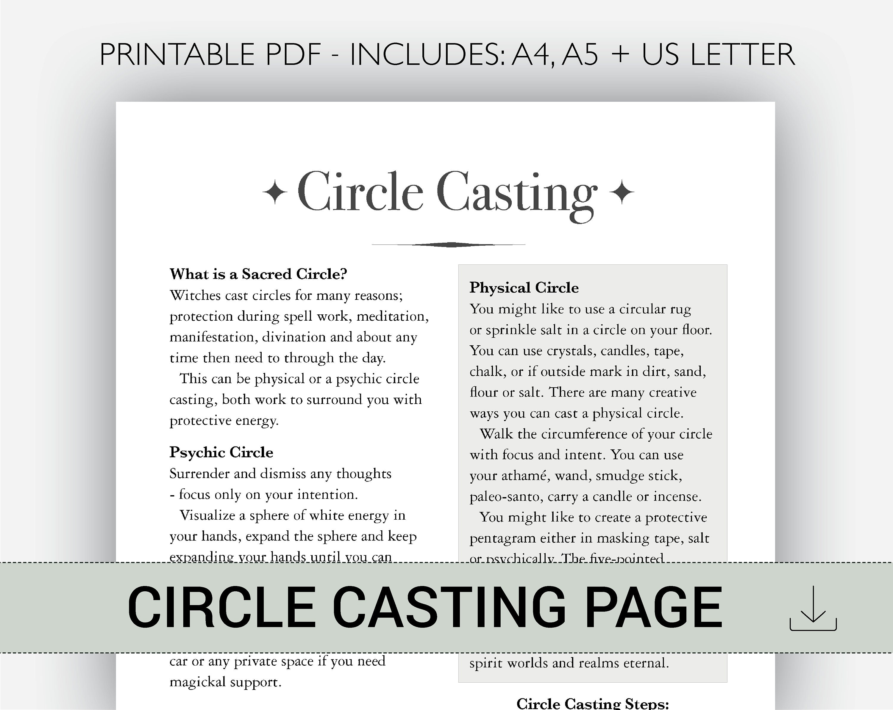 Witchcraft Circle Casting: Psychic Circle and Physical- Printable Page ...