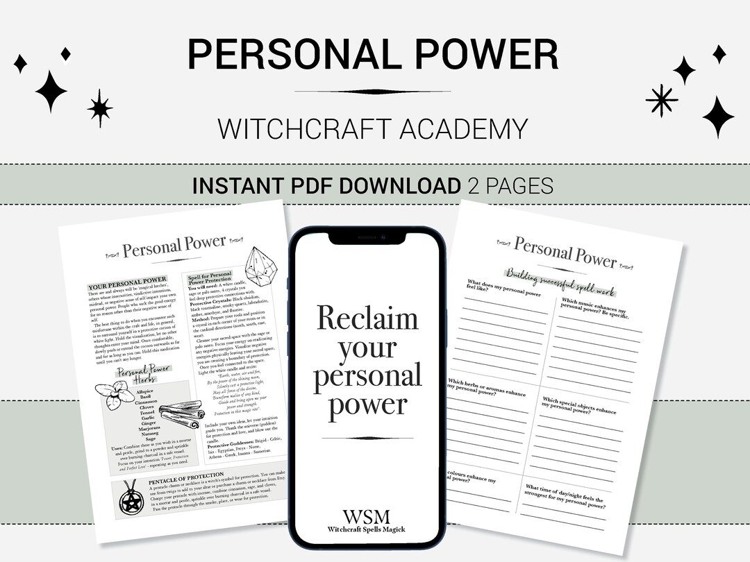 Personal Power Spell Book: Witchcraft Workbook, Grimoire Pages (PDF ...