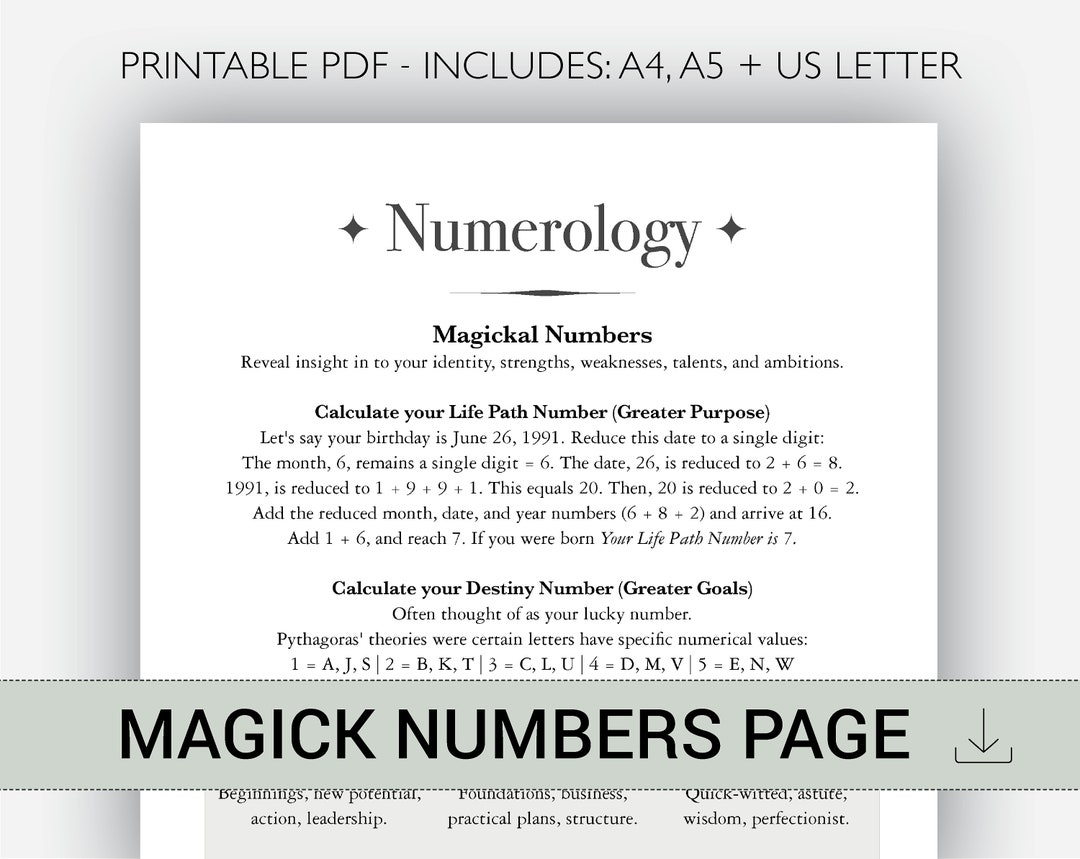 Numerology Magick Numbers Add to Your Witch Diary / Book of Shadows ...