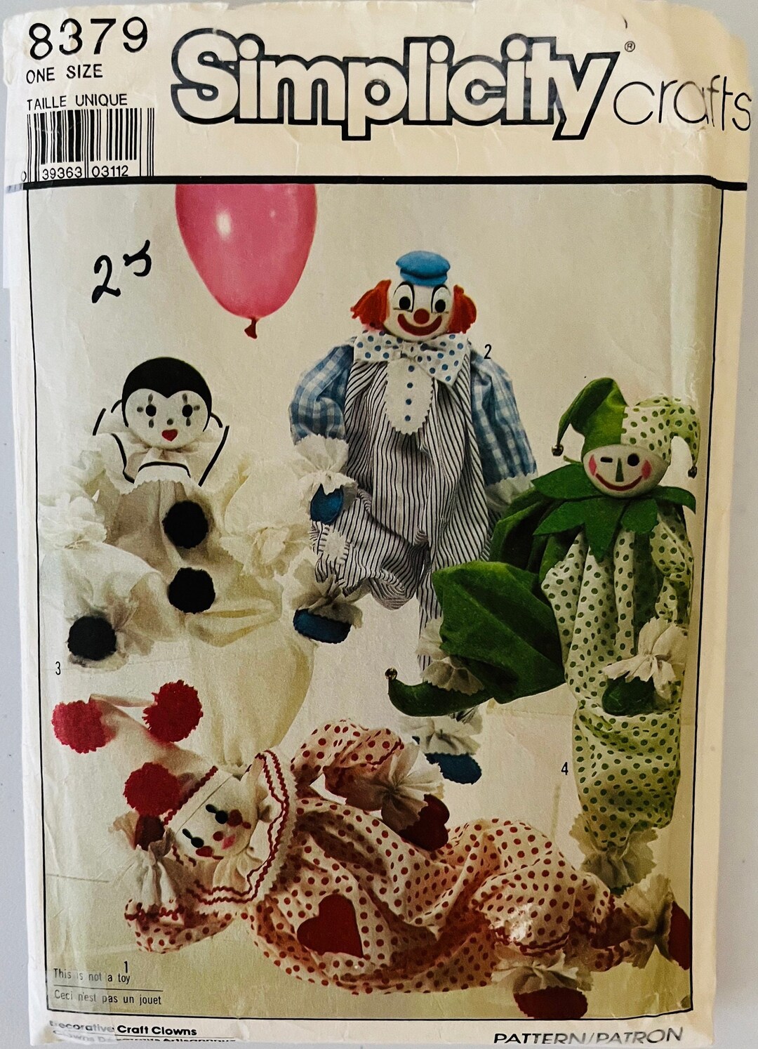 Simplicity Crafts 8379, Decorative Craft Clowns Pattern - Etsy