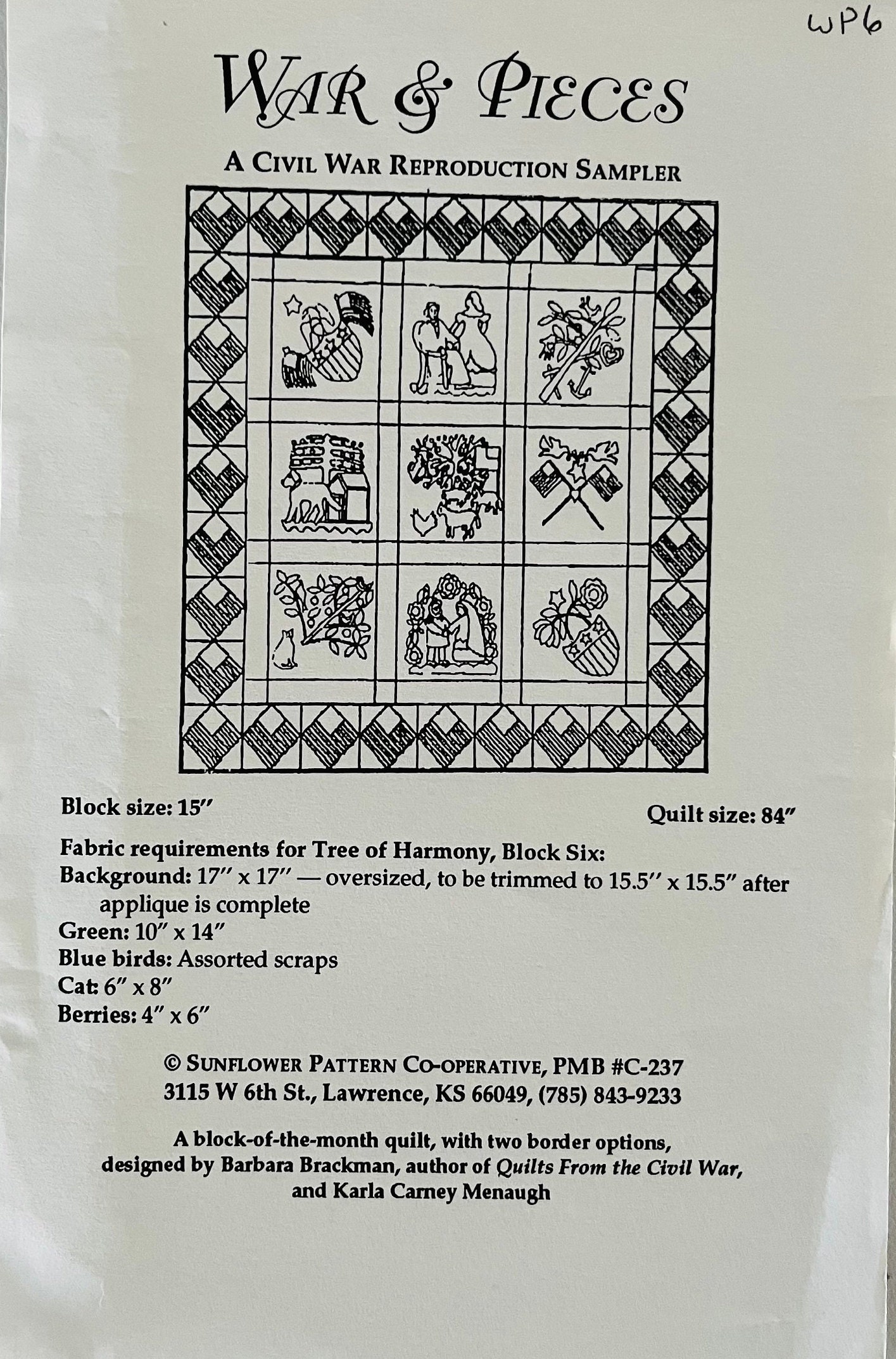 War & Pieces, tree of Harmony WP6, Civil War Reproduction Sampler ...