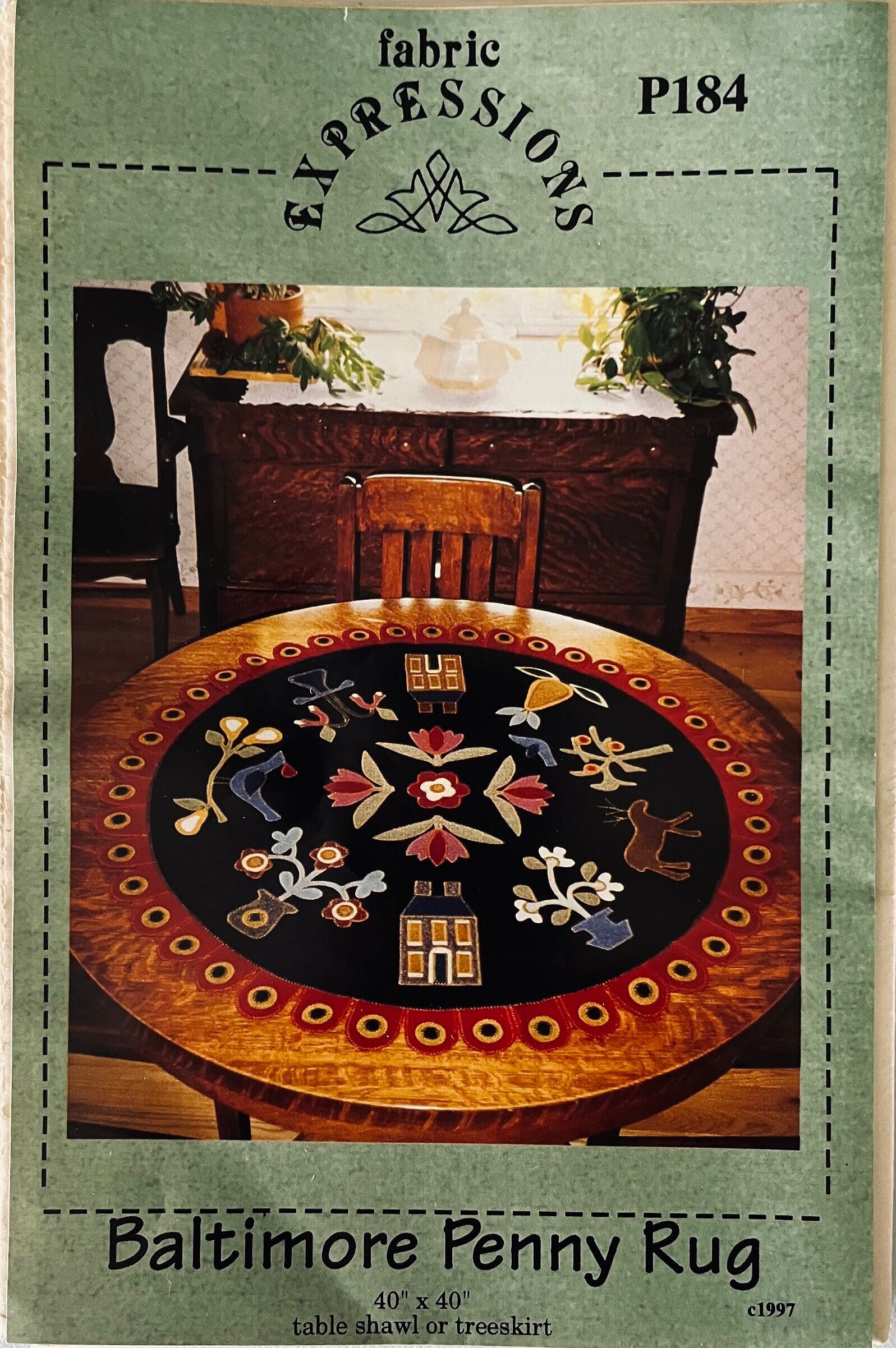 Baltimore Penny Rug, Felted Wool Table Shawl or Tree Skirt Pattern P184 ...
