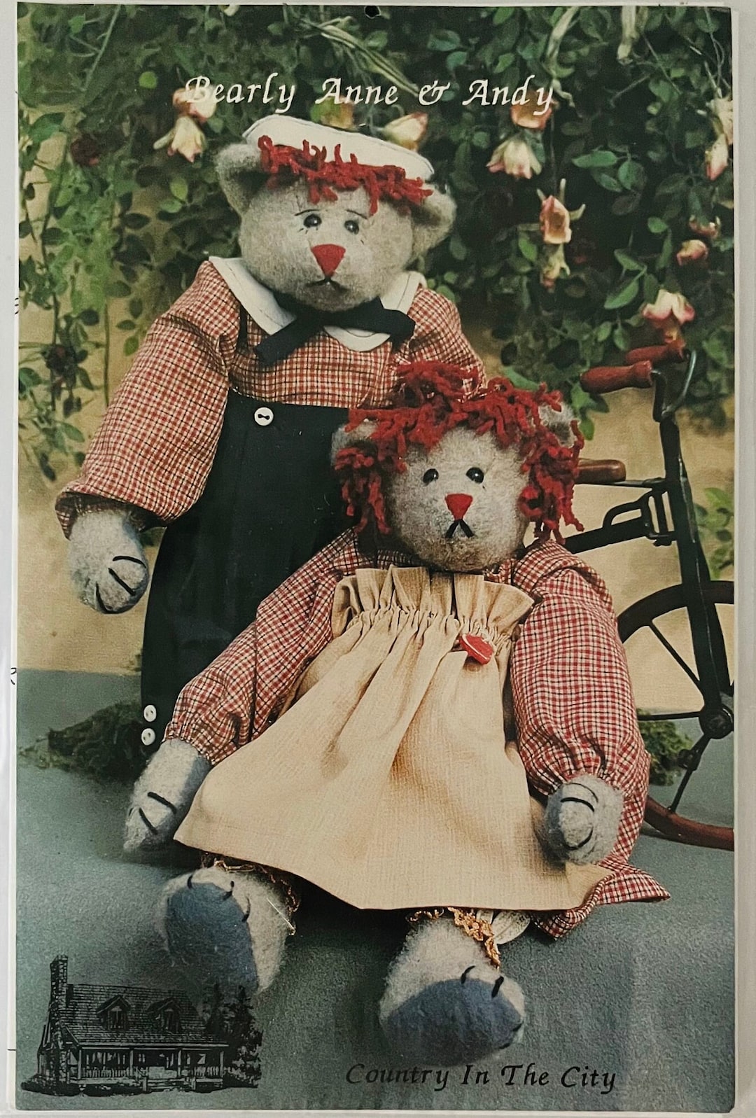 Stuffed Bear, "bearly Anne & Andy", Bear Dolls With Clothing, Country in the City Pattern - Etsy