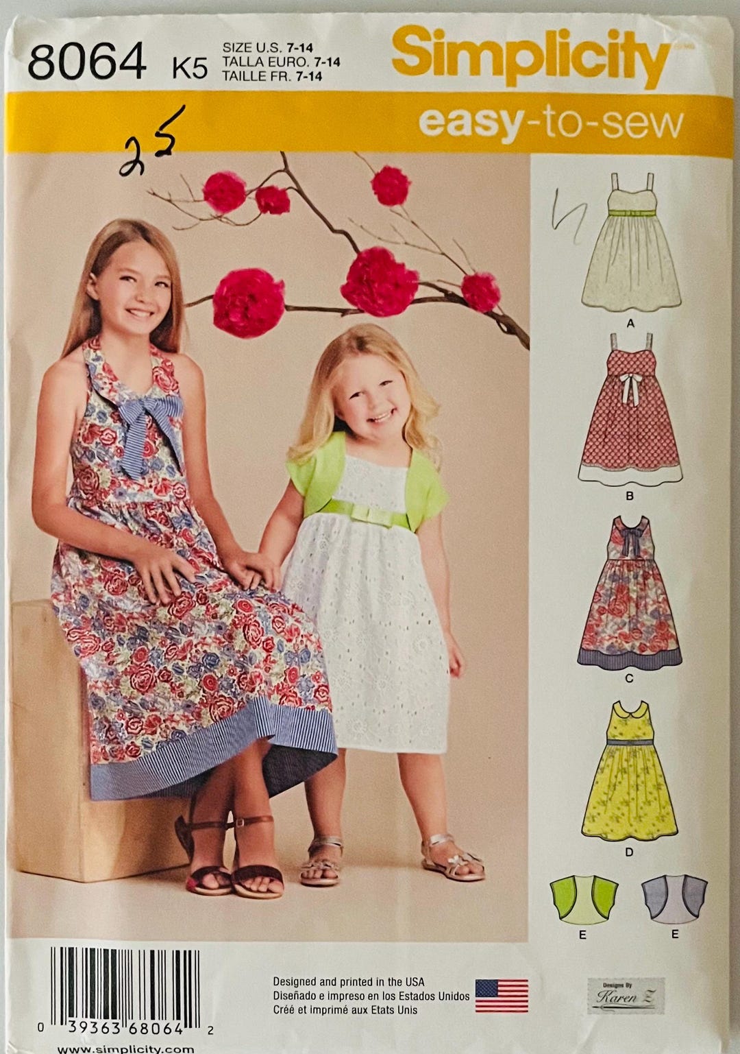 Simplicity 8064, Child's and Girls' Dresses & Bolero, Easy-to-sew ...
