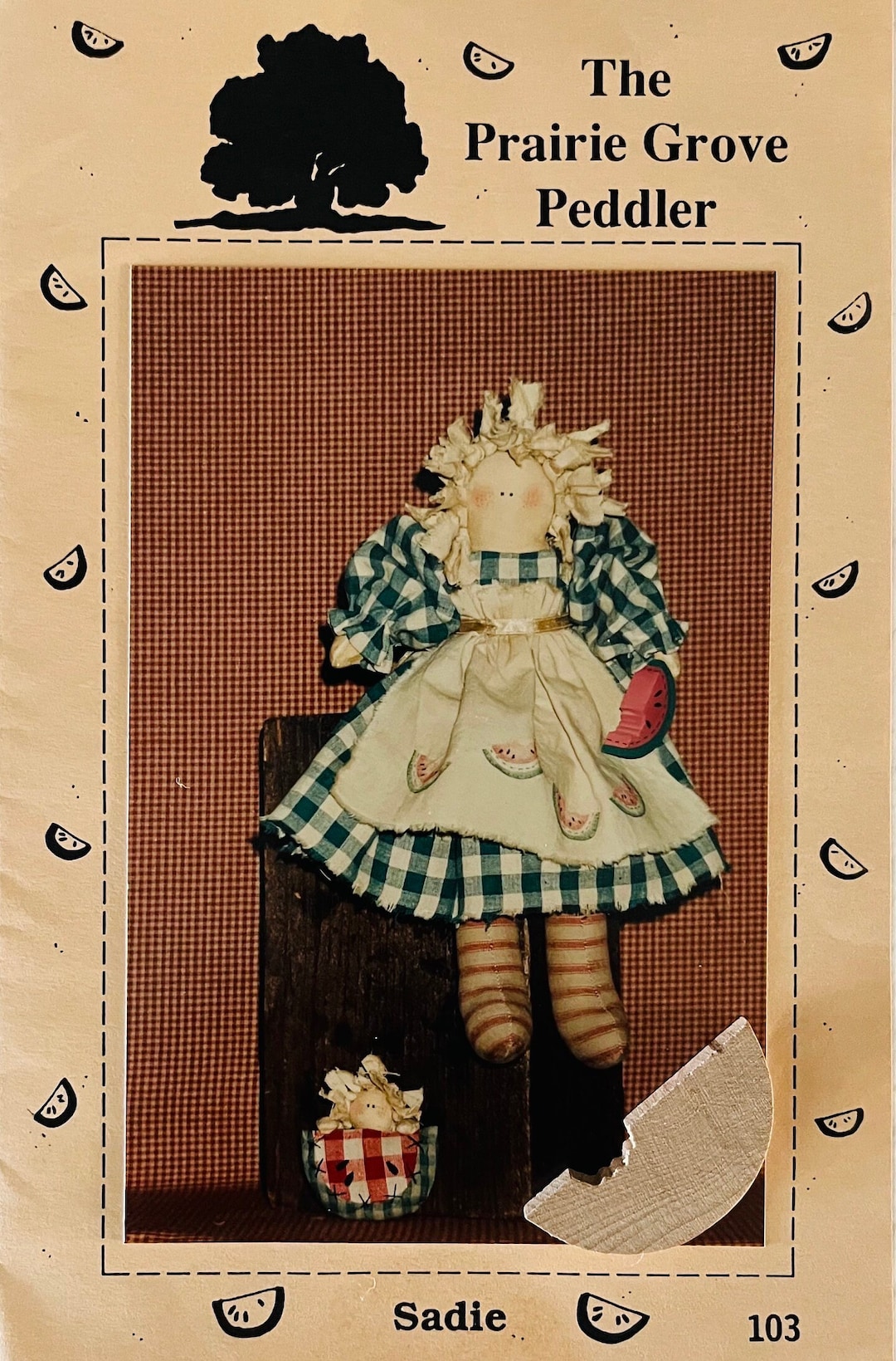 Folk Doll Pattern, "sadie" #103, the Prairie Grove Peddler, Sewing ...