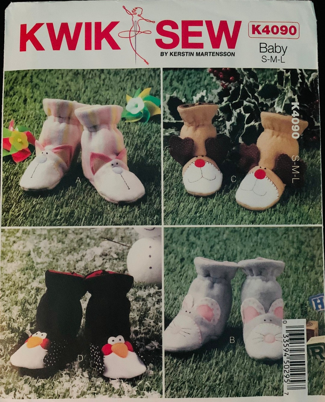 Kwik Sew K4090, Sewing Pattern, Baby & Toddler Fleece Booties, Animal ...