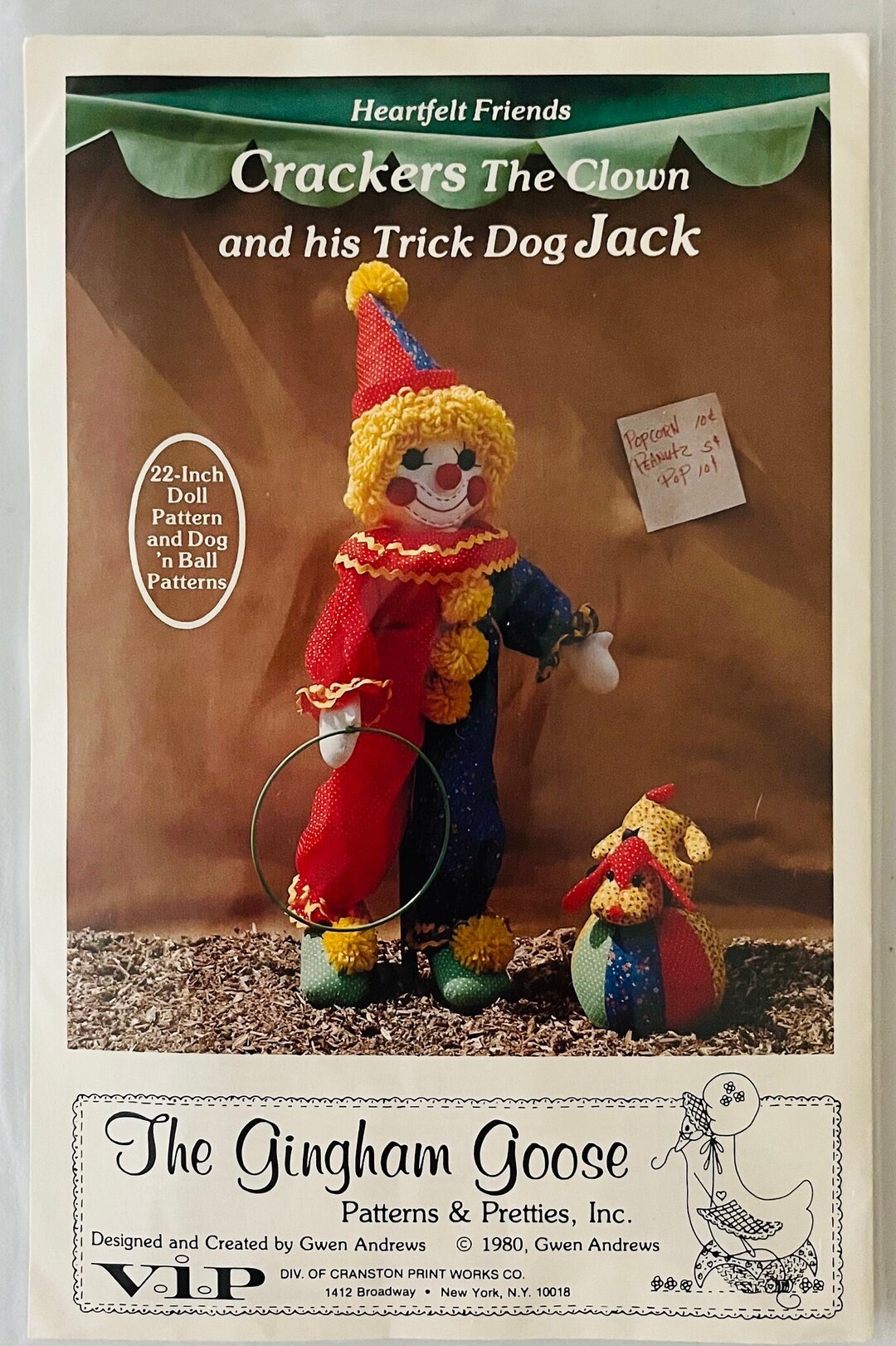 Clown Doll Pattern, "crackers the Clown and His Trick Dog Jack" GGP-024 ...