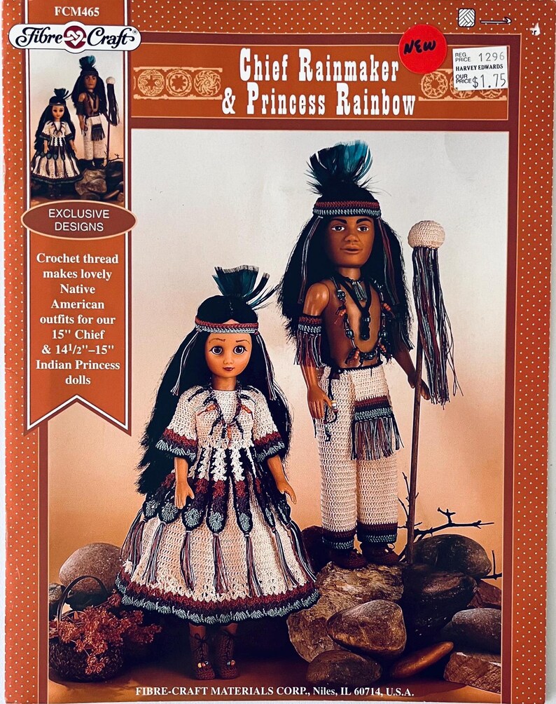 Crochet Doll Pattern: Native American Chief & Princess Outfits (fits 15 ...