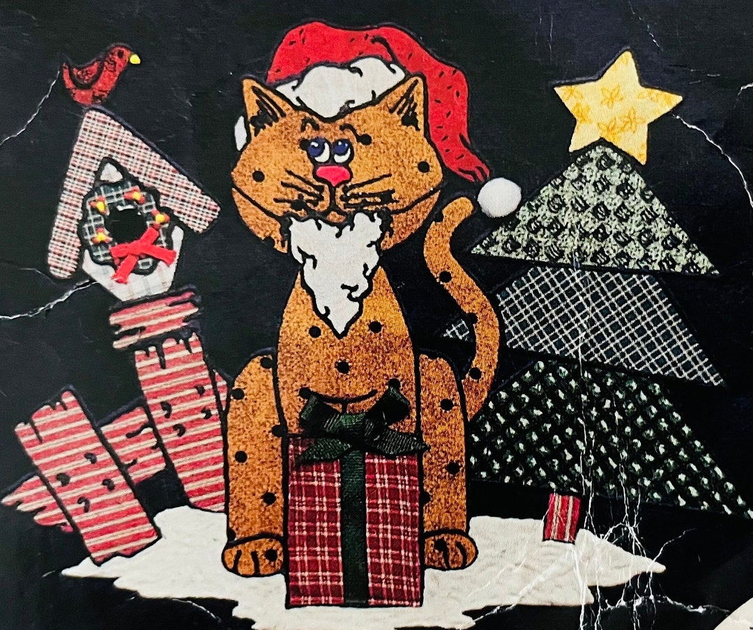 Santa Cat Applique Kit: Handmade Holiday Pre-cut Design - Etsy