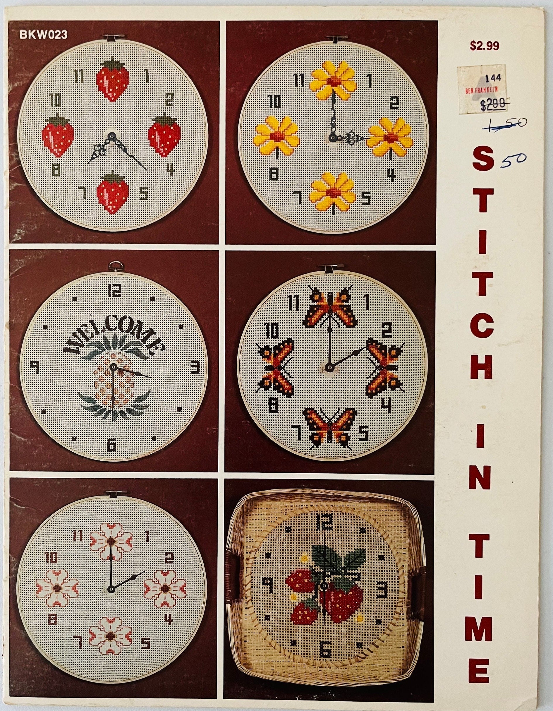 Clocks Counted Cross Stitch & Stenciling Designs: Strawberry, Daisy ...
