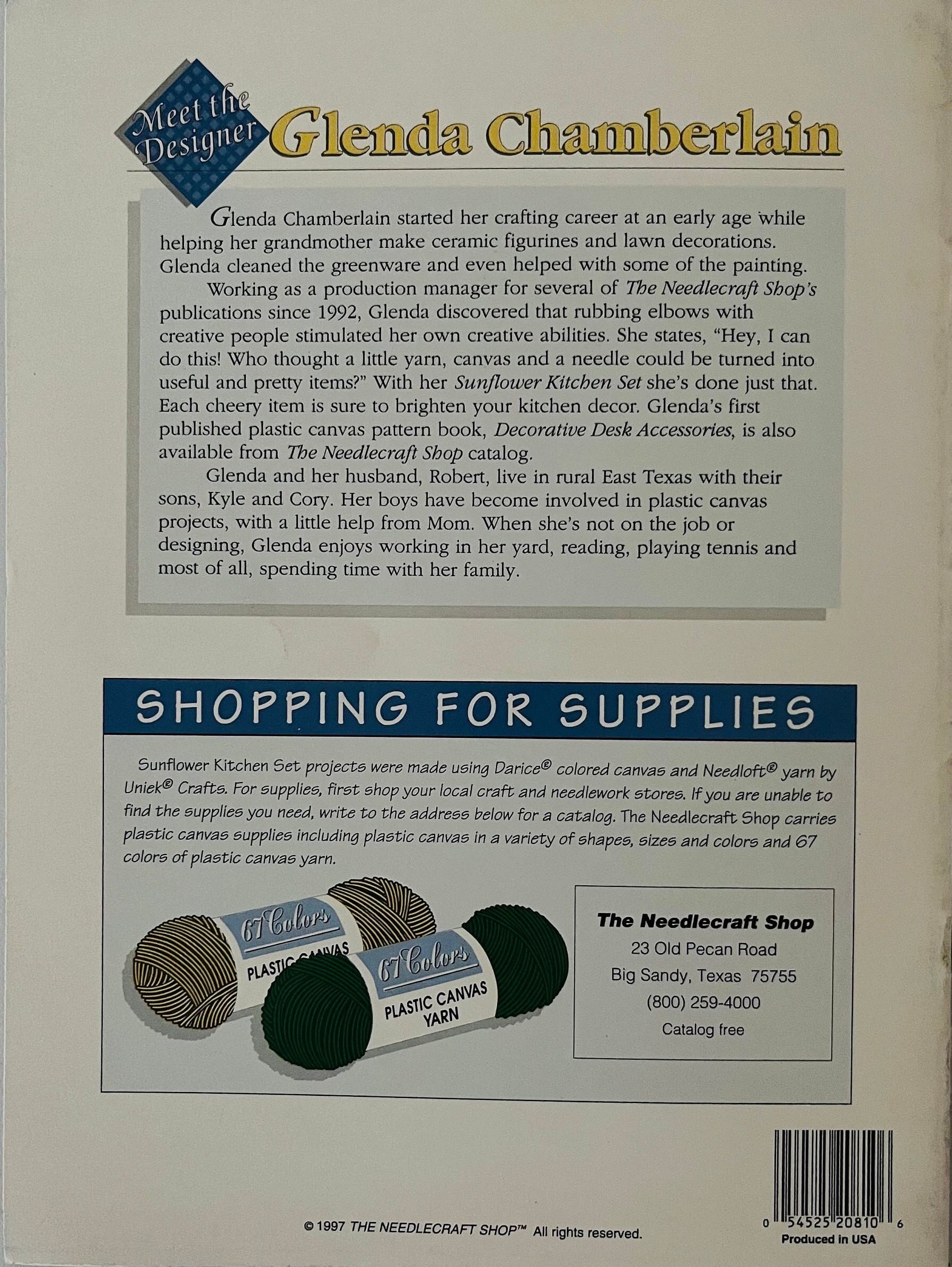 Sunflower Kitchen Set, Plastic Canvas Leaflet 973013, the Needlecraft ...
