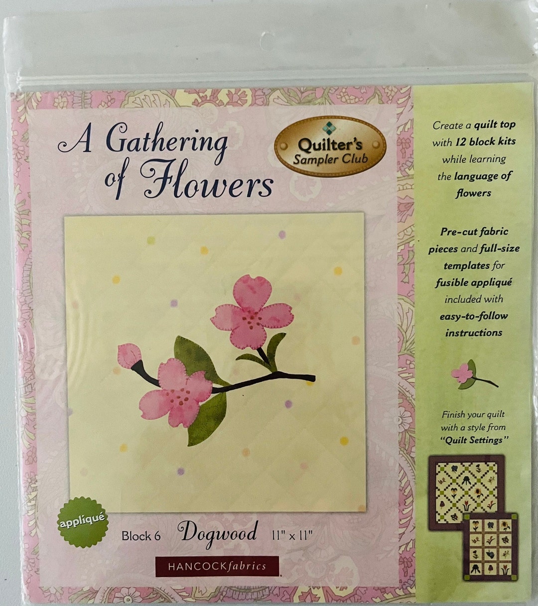 Quilt Block Kit, "a Gathering of Flowers" Block 6-dogwood, Hancock ...