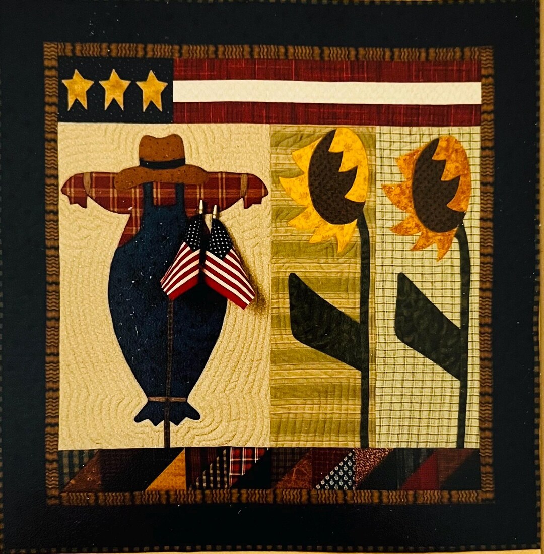 Scarecrow Wall Hanging, "summertime Sam" {#125}, Garden Scarecrow Mini Quilt, Joined at the Hip ...