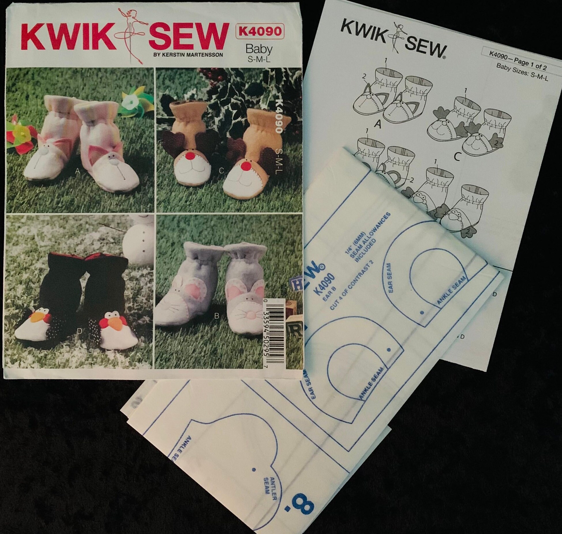 Kwik Sew K4090, Sewing Pattern, Baby & Toddler Fleece Booties, Animal ...