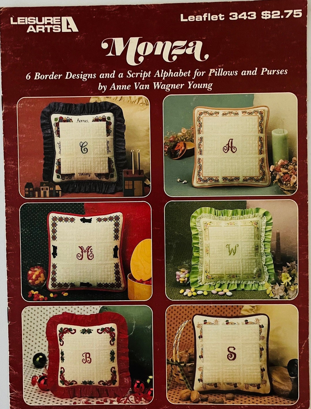 Monza, 6 Border Designs & Script Alphabet for Pillows and Purses ...