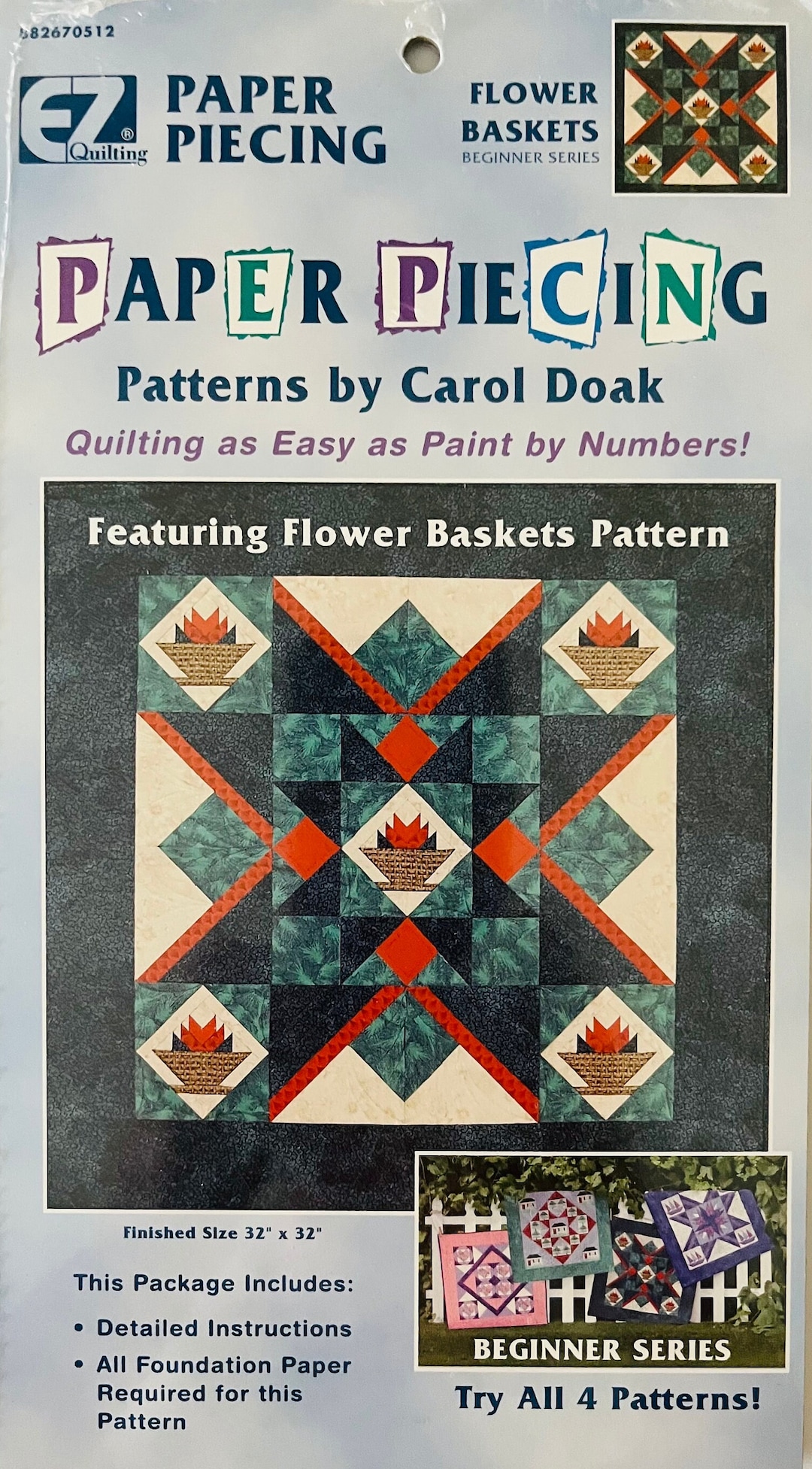 Paper Piecing, Beginner Series by Carol Doak, "flower Baskets" Pattern, EZ Quilting, Quilting as ...
