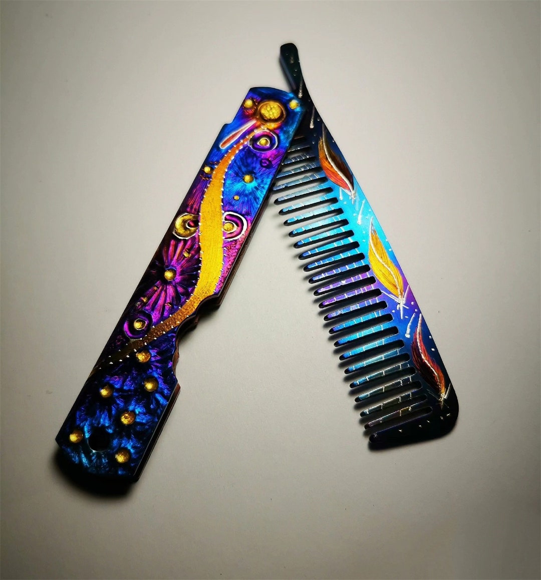 Pure Titanium Head Comb, Titanium Comb, Outdoor Edc Portable Folding ...