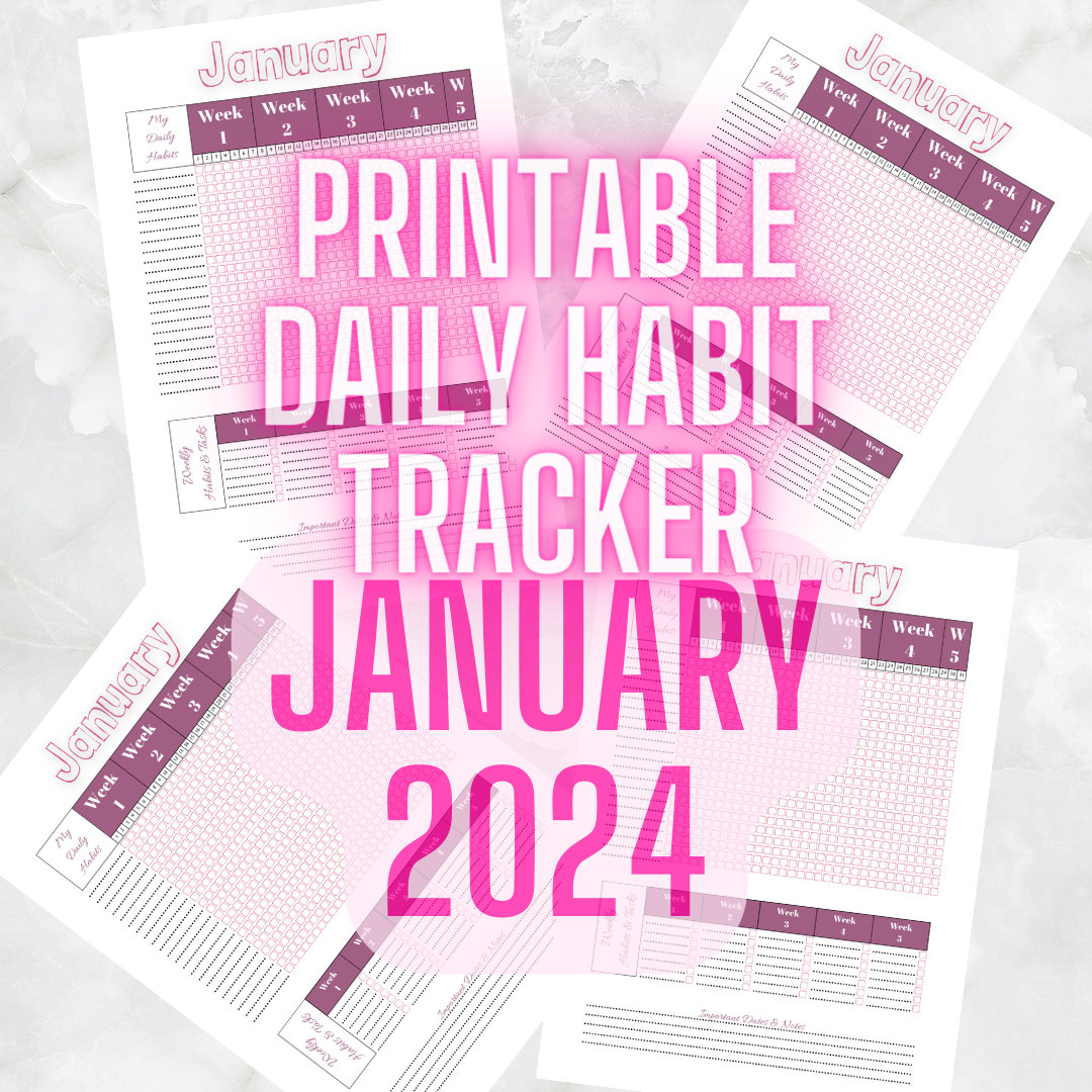 Daily Habit Tracker 2024 Printable for January Track Weekly Habits ...