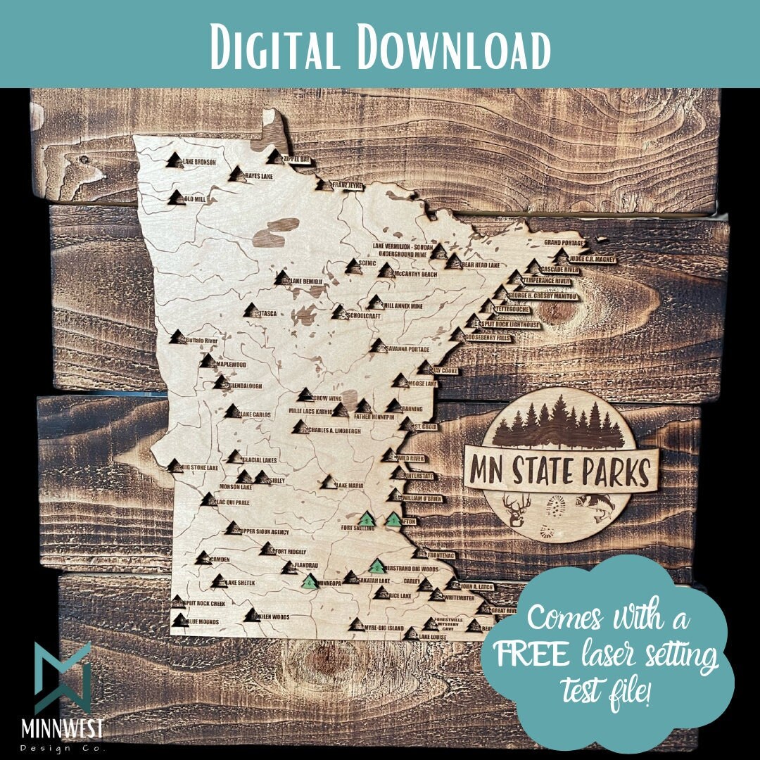 Minnesota State Parks Map Visit Tracking Digital Files: Svg, Png, Jpeg ...