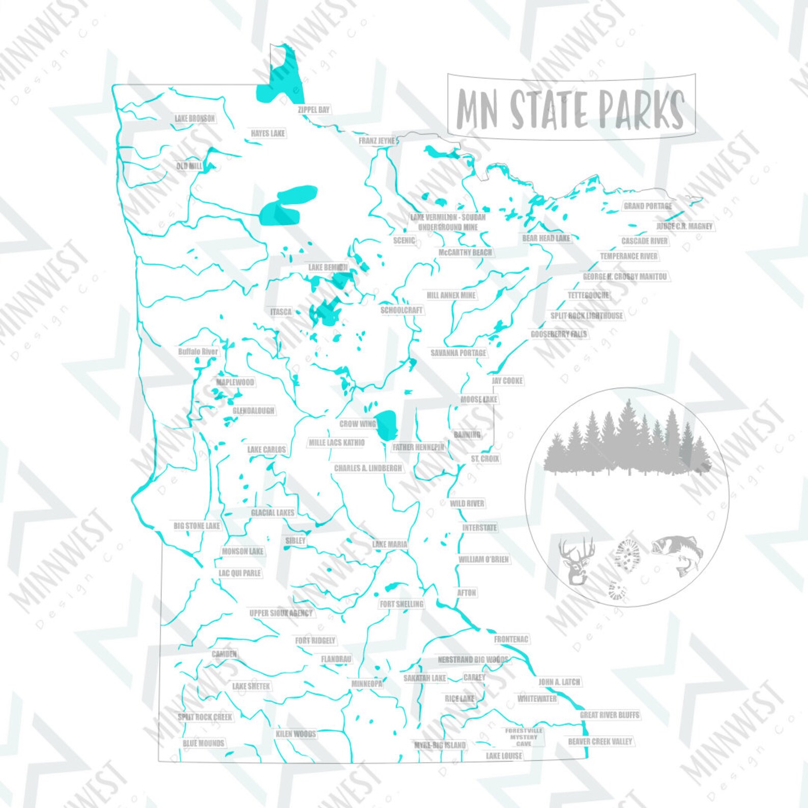 Minnesota State Parks Map Visit Tracking Digital Files: Svg - Etsy